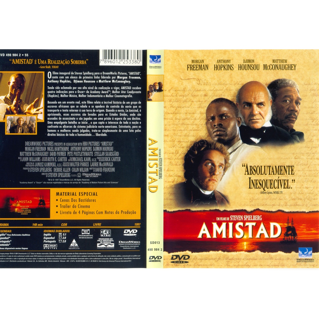 Dvd Amistad - Morgan Freeman, Anthony Hopkins - Original | Shopee Brasil