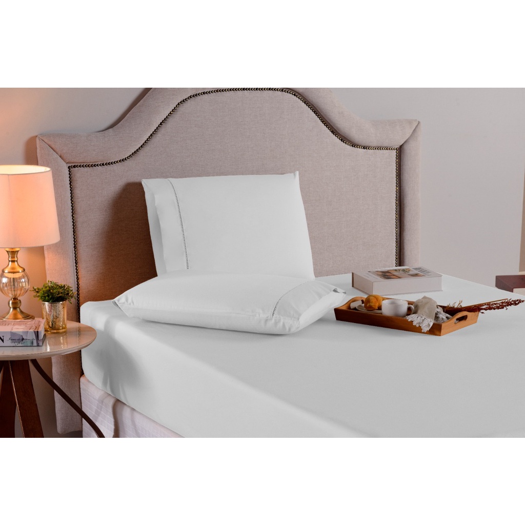 Jogo de Lençol Casal 3 Peças 100% Algodão 400 Fios PROMOÇÃO - BRANCO ...