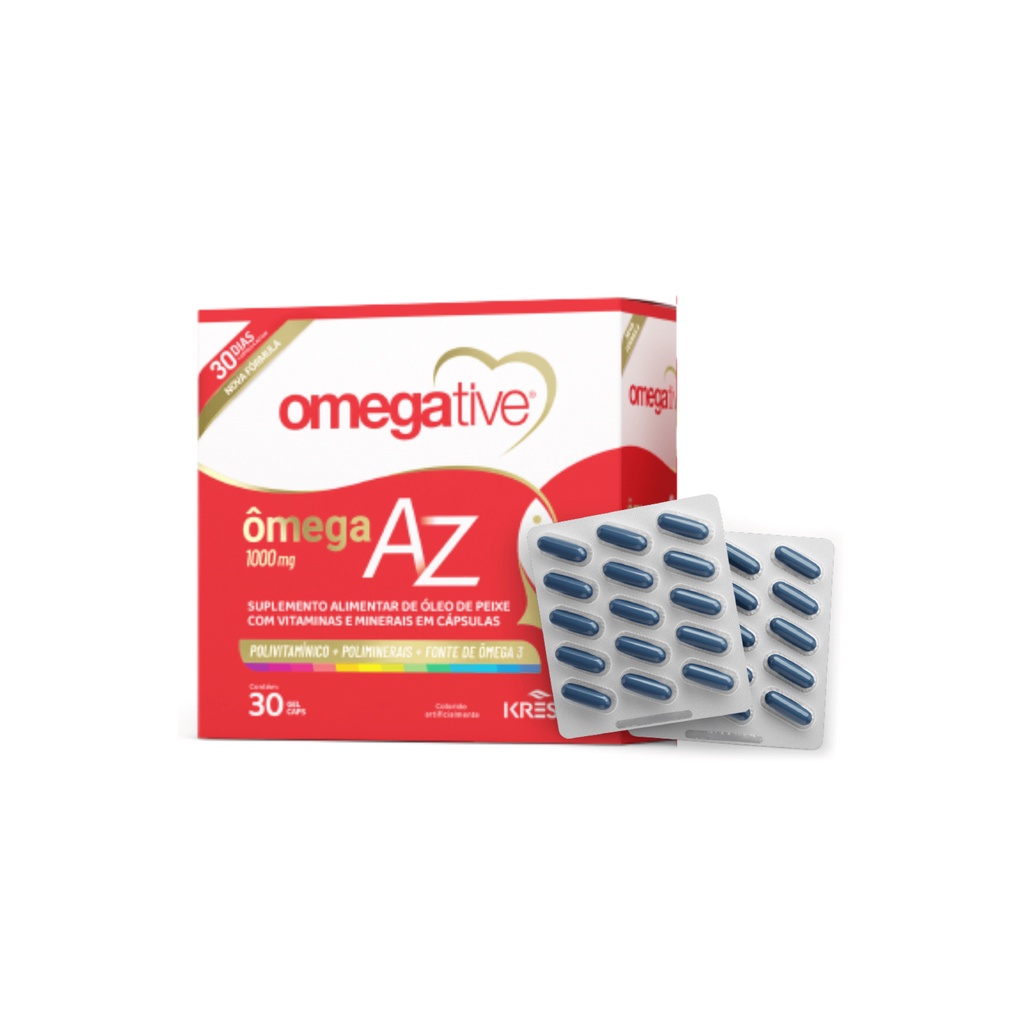 Omega 3 1000mg + Vitaminas A-Z Omegative 60caps Gel | Shopee Brasil