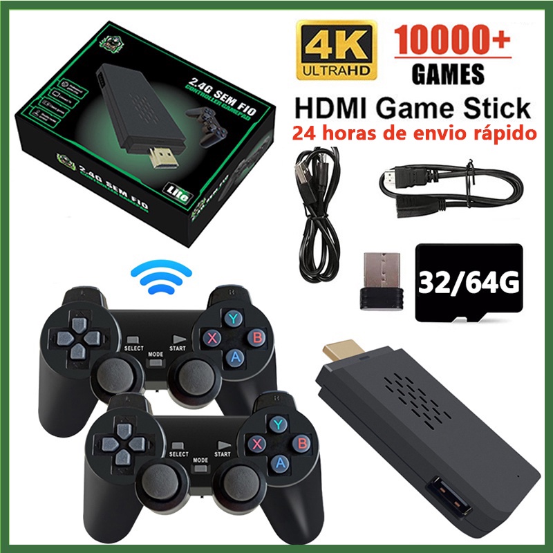 Console sem fio 4K HDMI 2.4G Game Stick Dual /Single/Quad Classic Retro ...