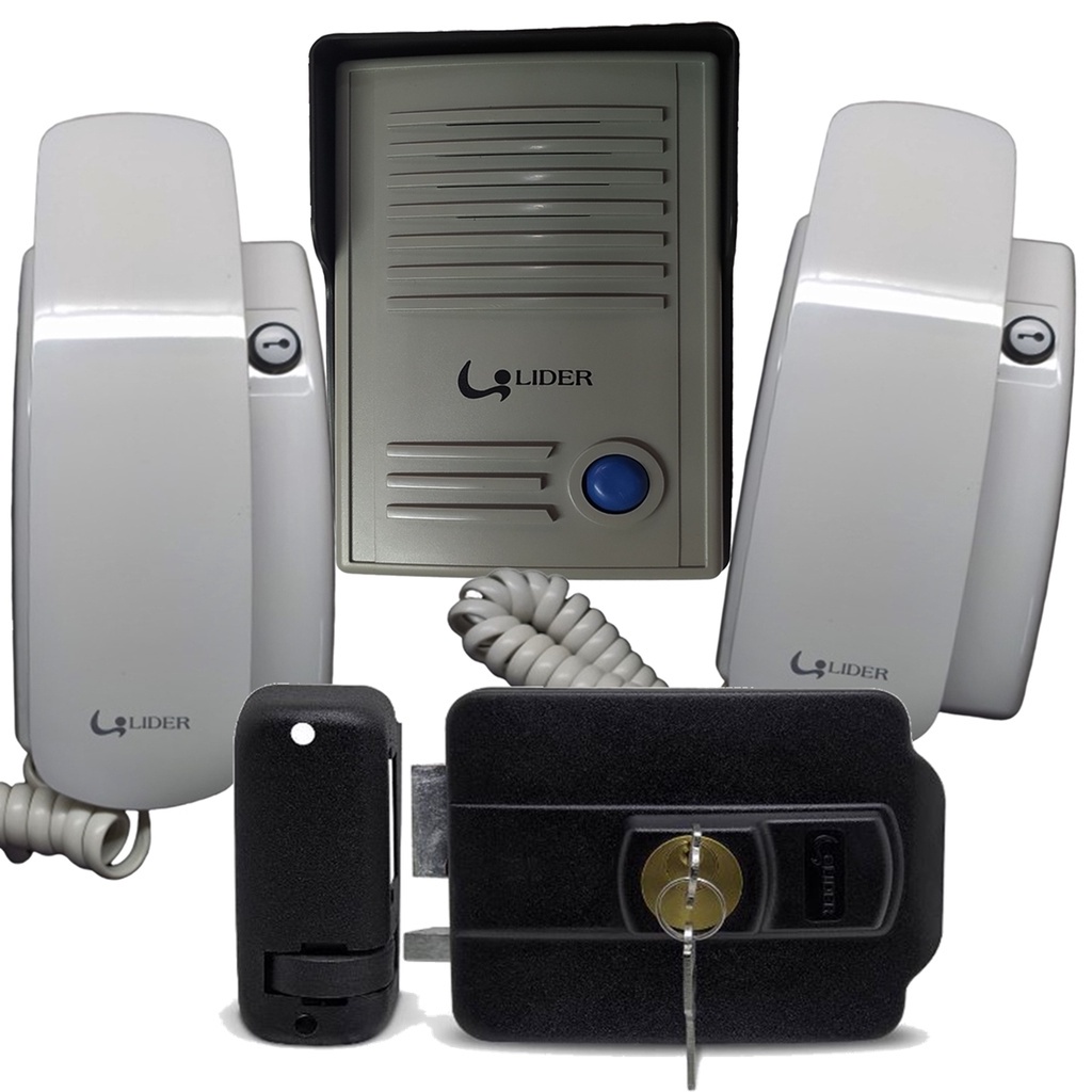 Kit Porteiro Eletrônico com 2 Monofones e fechadura Lider | Shopee Brasil