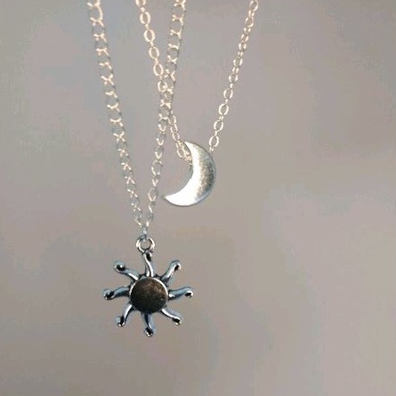 Colar da amizade/casal sol e lua prata feminino e masculino completa ...