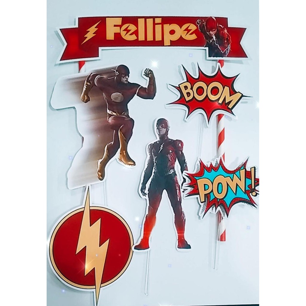 Topo Topper de Bolo Personalizado Flash | Shopee Brasil