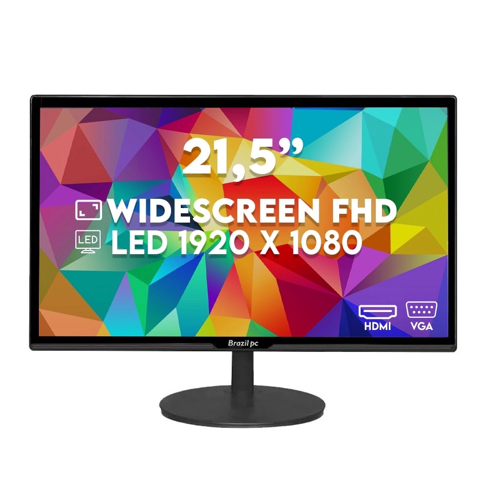Monitor Led 21.5 Brazil Pc 22w-xie Fhd 75hz Preto Widescreen HDMI VGA ...