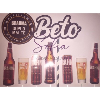 Topo de Bolo - Topper de Bolo Personalizado Brahma Duplo Malte | Shopee ...