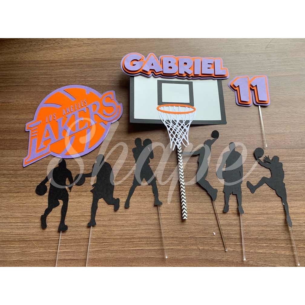 Topper De Bolo Personalizado Camadas Lakers Basquete Topo | Shopee Brasil