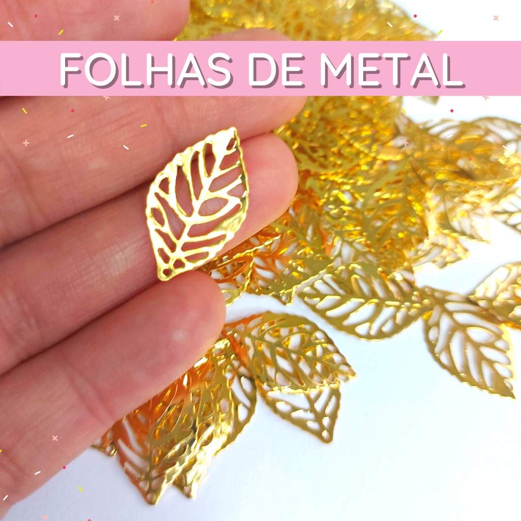 Folha de Metal Filigrana Dourada ou Prata 2,5 CM Artesanato Laços ...