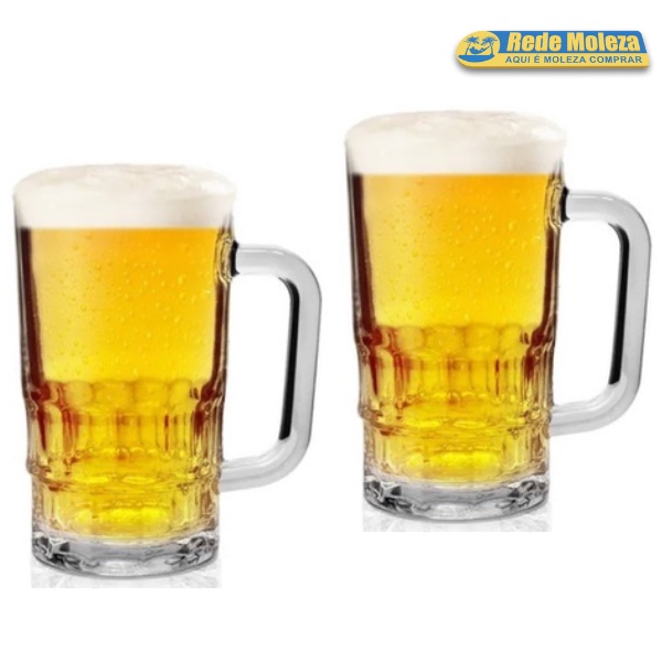 Conjunto Com 2 Canecas De Chopp Cerveja de Vidro 360ML | Shopee Brasil