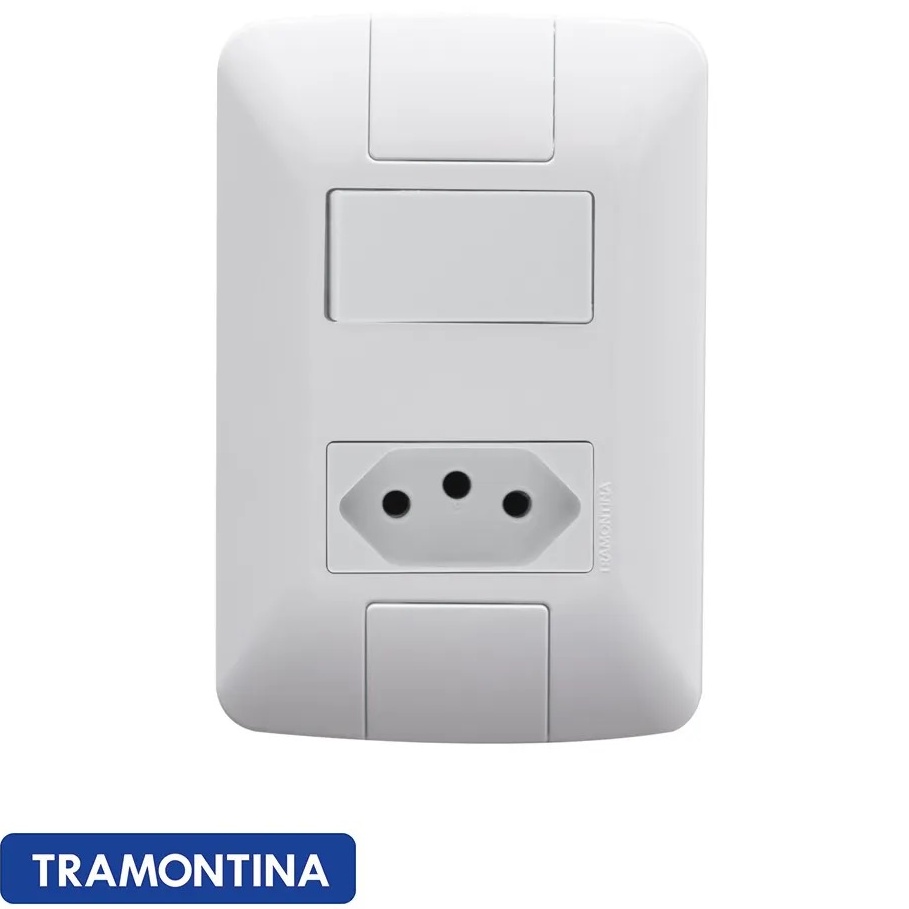 CONJUNTO 4X2 1 INTERRUPTOR SIMPLES + 1 TOMADA 2P+T 10A ARIA TRAMONTINA ... CONJUNTO 4X2 1 INTERRUPTOR SIMPLES + 1 TOMADA 2P+T 10A ARIA TRAMONTINA ...