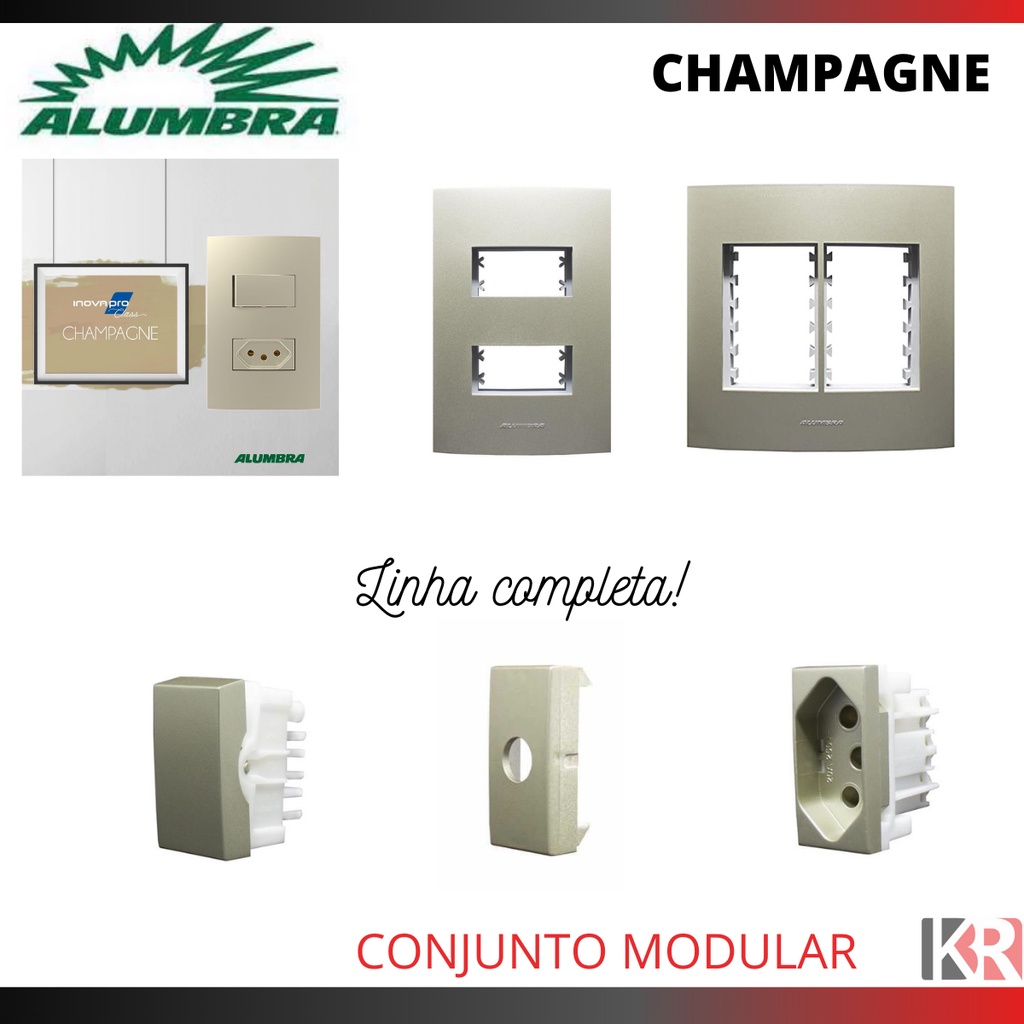 Interruptor E Tomada Champanhe Champagne - Alumbra | Shopee Brasil