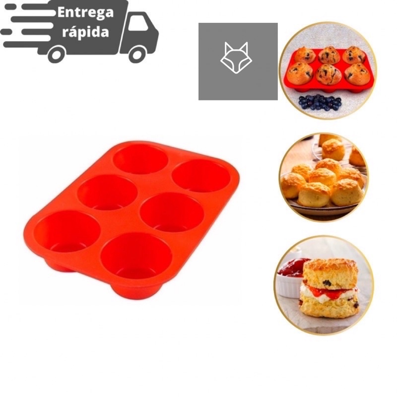 Forma Para Cupcake Muffin Em Silicone 6 Cavidades | Shopee Brasil