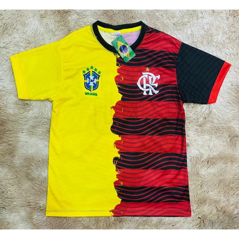 Camisa Camiseta de Time Fusão Brasil Amarela e Flamengo Tradicional ...