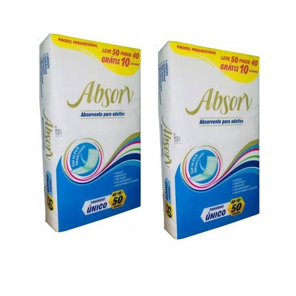 Kit 2 Absorvente Para Adulto Geriátrico -absorv - 100 Unidades | Shopee ...