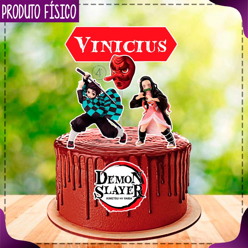 Demon Slayer Kimetsu No Yaiba Topo de Bolo Personalizado Com Nome e ...