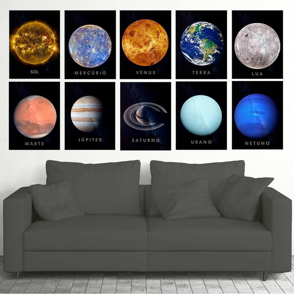 Kit 10 quadros decorativos dos planetas sistema solar astronomia ...