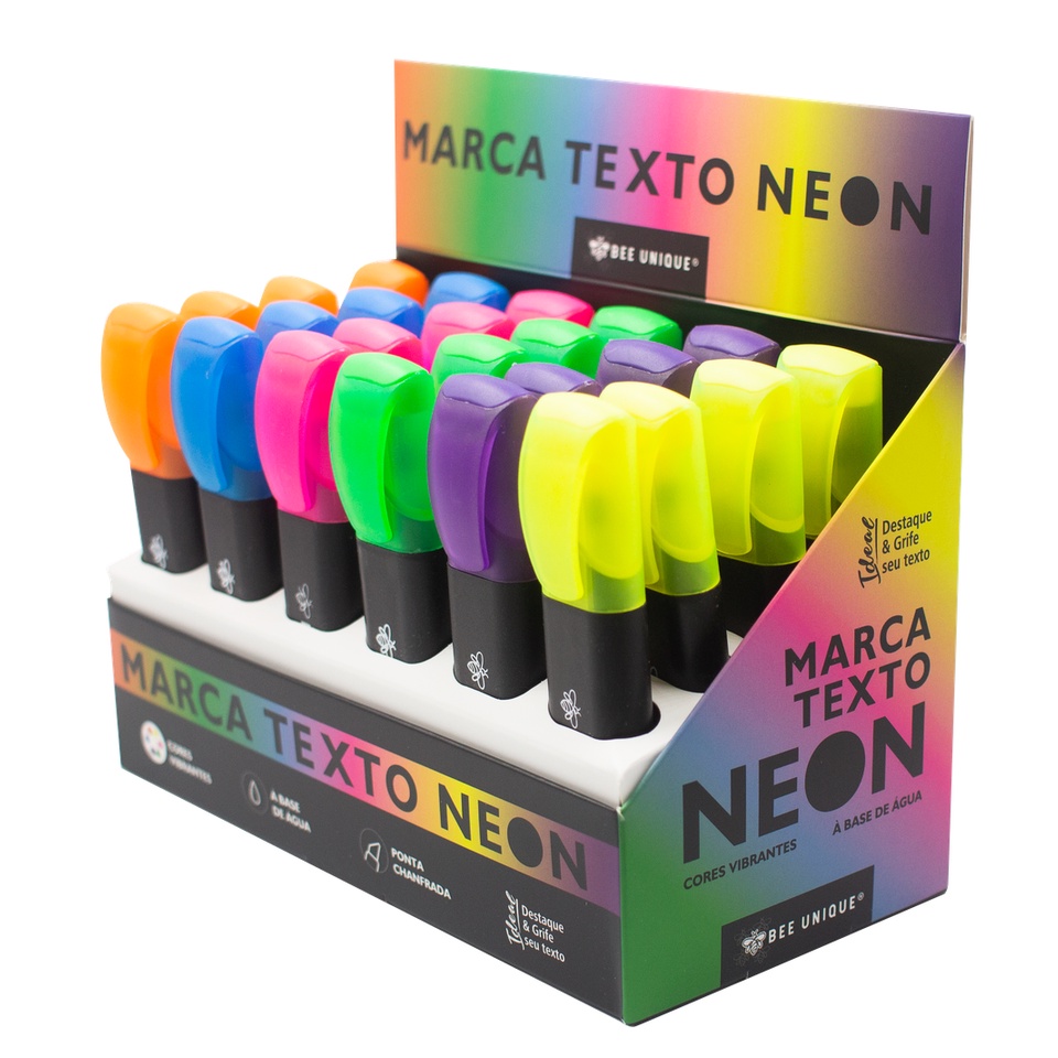 Marca Texto Neon 6 Cores - Display C/ 24 Unidades | Shopee Brasil