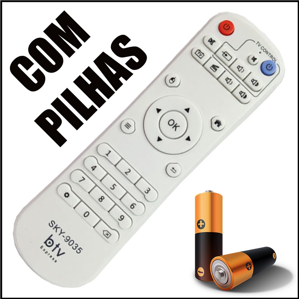 Controle Remoto para BTV / E9 Express btv b8 btv b9 btv b10 btv b11 btv bx + par de pilhas ...