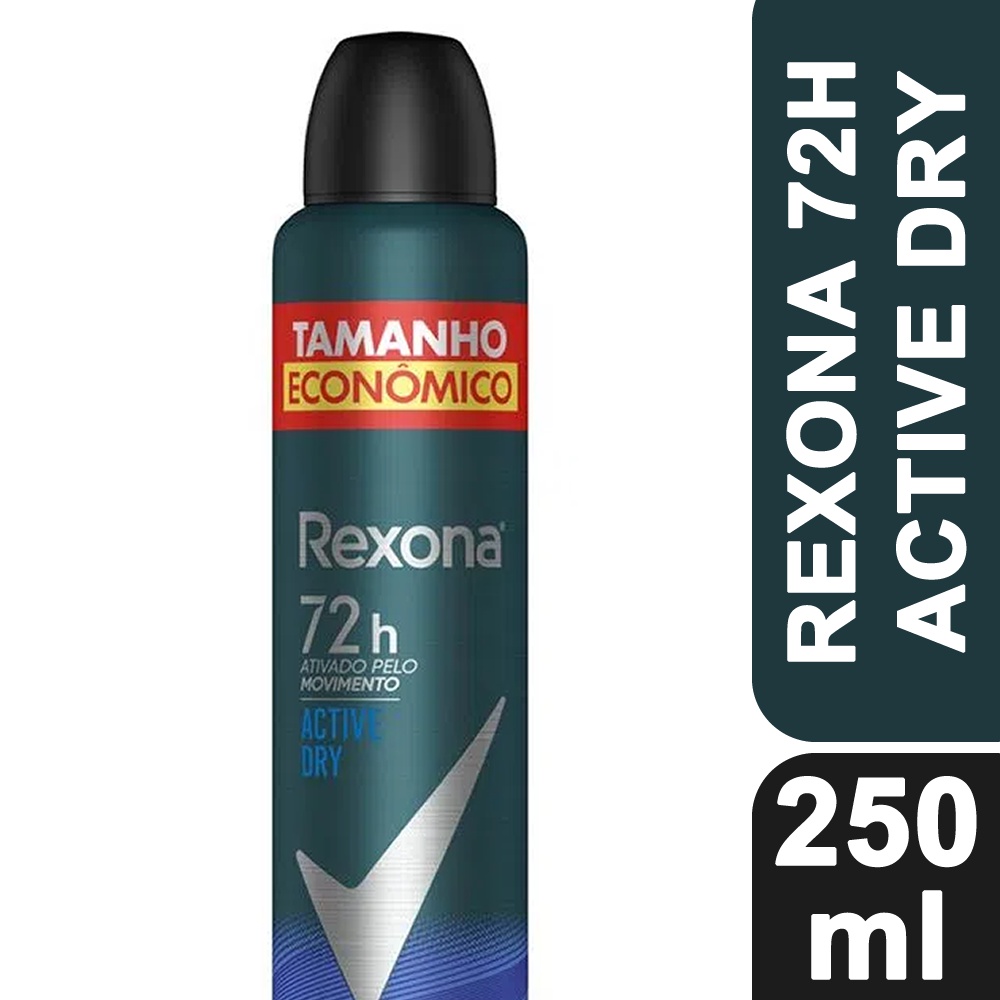 Desodorante Antitranspirante Aerossol Rexona Men Active Dry - 250ml ...
