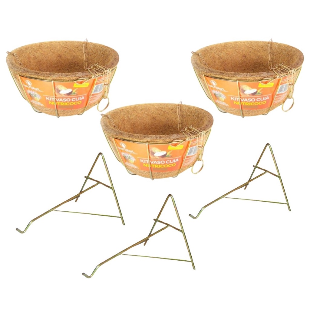 Kit 3 Vaso Cuia De Fibra De Coco Suspenso Completo Nutriplan - Cuia ...