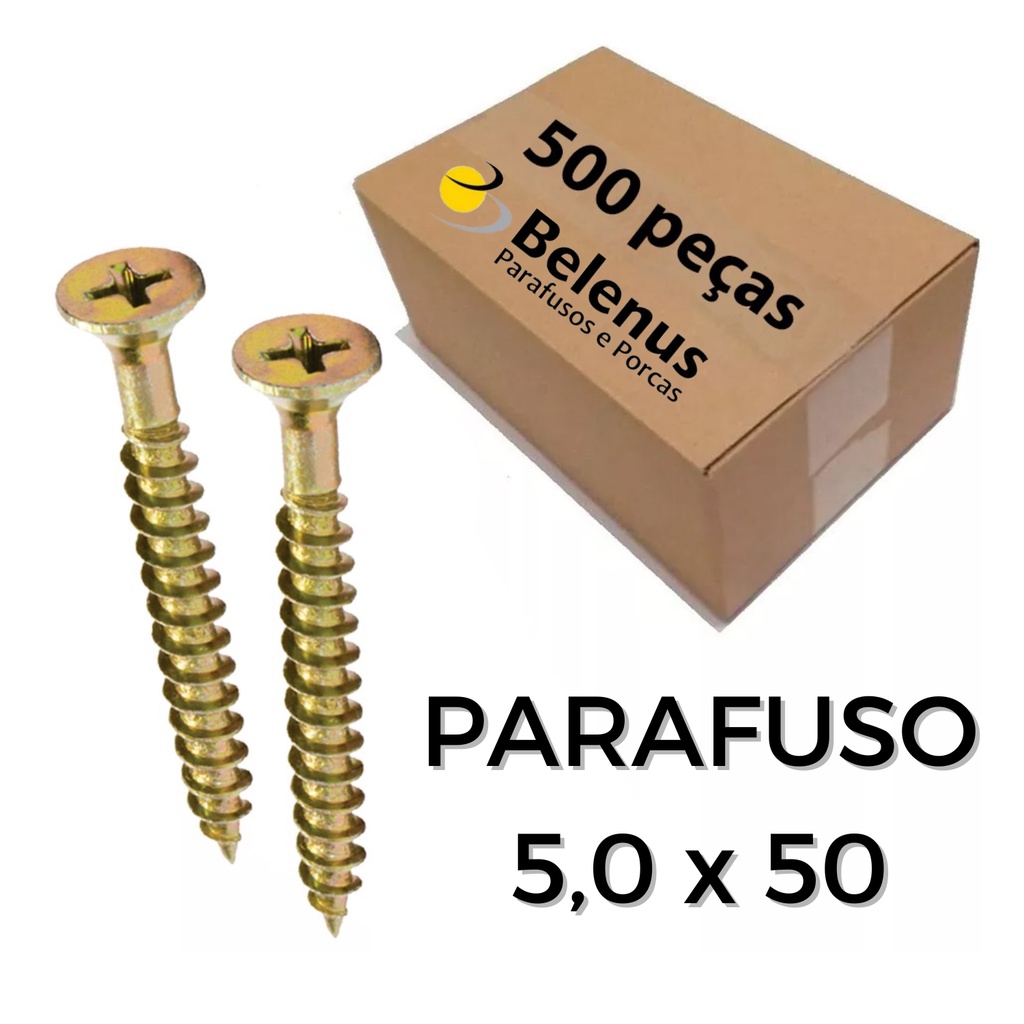 Parafuso 5,0X50 Chipboard Chata Phillips para Madeira - BELENUS CAIXA ...