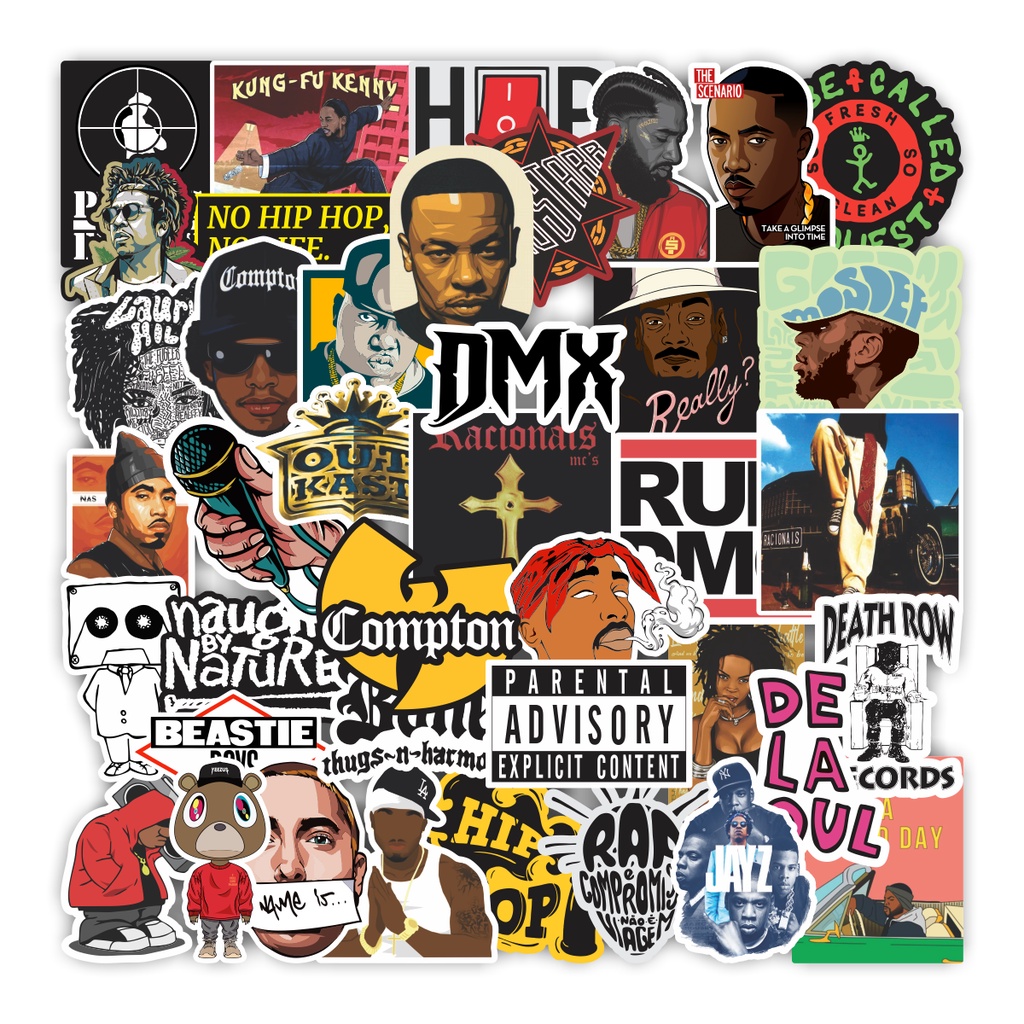 Kit 50 Adesivos Stickers Rap Hip-Hop Tupac Racionais 50 cent Eminem ...