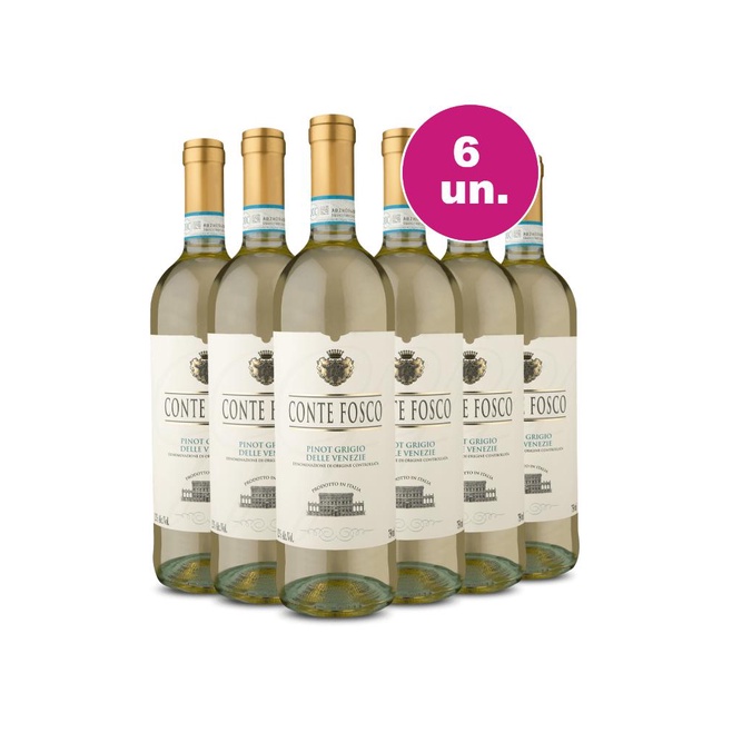 Kit 6 Vinho Branco Conte Fosco Delle Venezie Pinot Grigio | Shopee Brasil