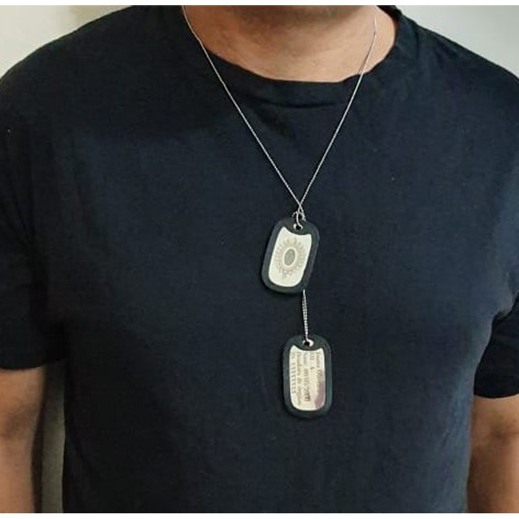 Dog Tag placa tipo militar gravado a laser - Faz a Boa!