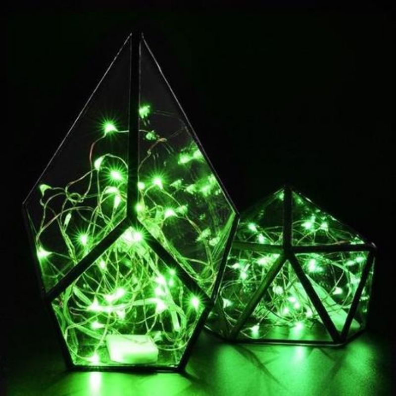 fio de led aramado / fio de fada 5m 50 leds cor verde , pilha AA ...