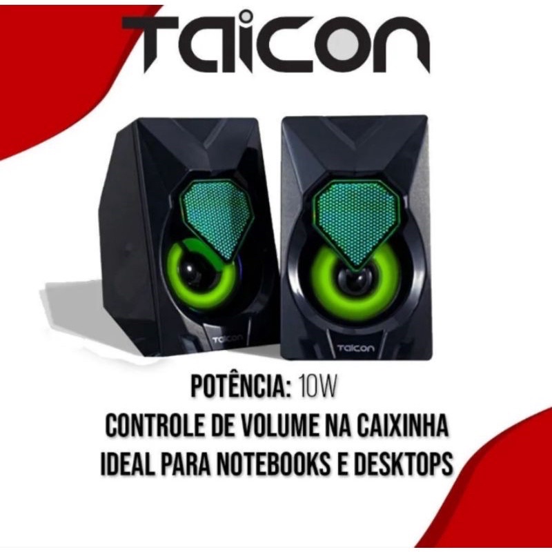Caixa de Som Gamer Speaker Taicon com Led Rgb | Shopee Brasil