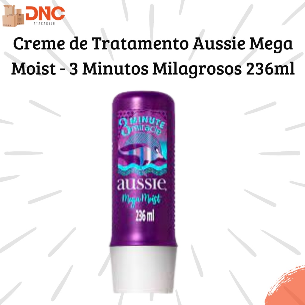 Creme de Tratamento Aussie Mega Moist - 3 Minutos Milagrosos 236ml ...