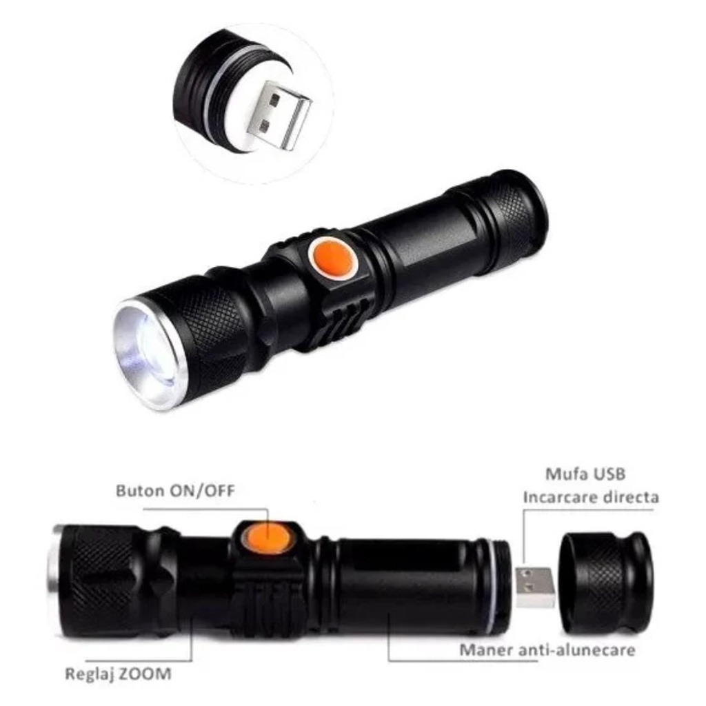 Mini Lanterna de LED Compacta e Super Potente Recarregável USB 990000w ...