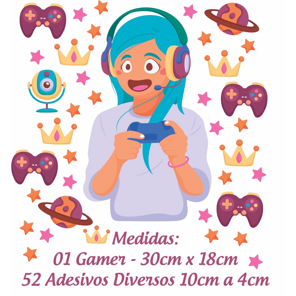 Papel De Parede Menina Gamer Jogando Vídeo Game Animada Câmera | Shopee ...