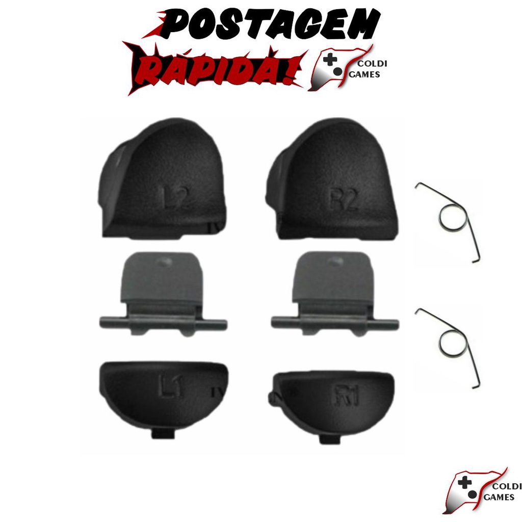 Botões R1 R2 L1 L2 Controle Ps4 JDS/JDM 030 e Molas - Faz a Boa!