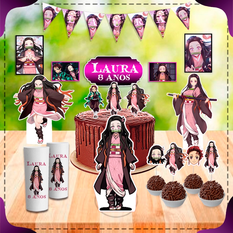 Nezuko Demon Slayer Kimetsu no Yaiba Kit Festa em Casa Só Um Bolinho ...