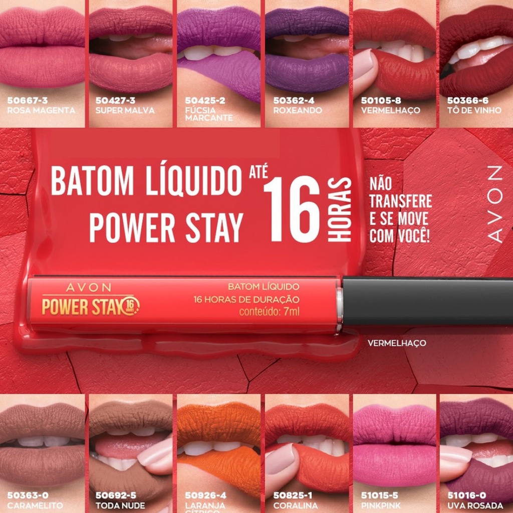 Avon Power Stay Batom Líquido longa duração. Maquiagem. | Shopee Brasil