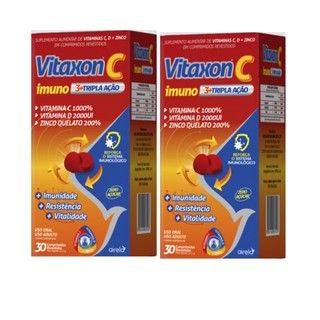 Kit com 2 Vitaxon C Imuno Tripla Ação Airela 30 Comprimidos Revestidos ...