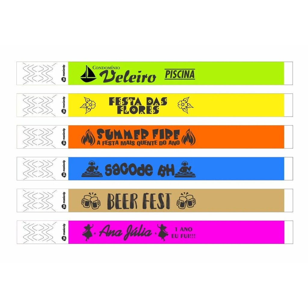 Kit 200 Pulseiras (PERSONALIZADAS) Festas, Eventos, VIP | Shopee Brasil
