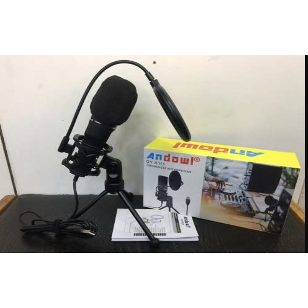 Microfone Condensador Qy-k111 - Andowl Gamer Studio Youtuber | Shopee ...