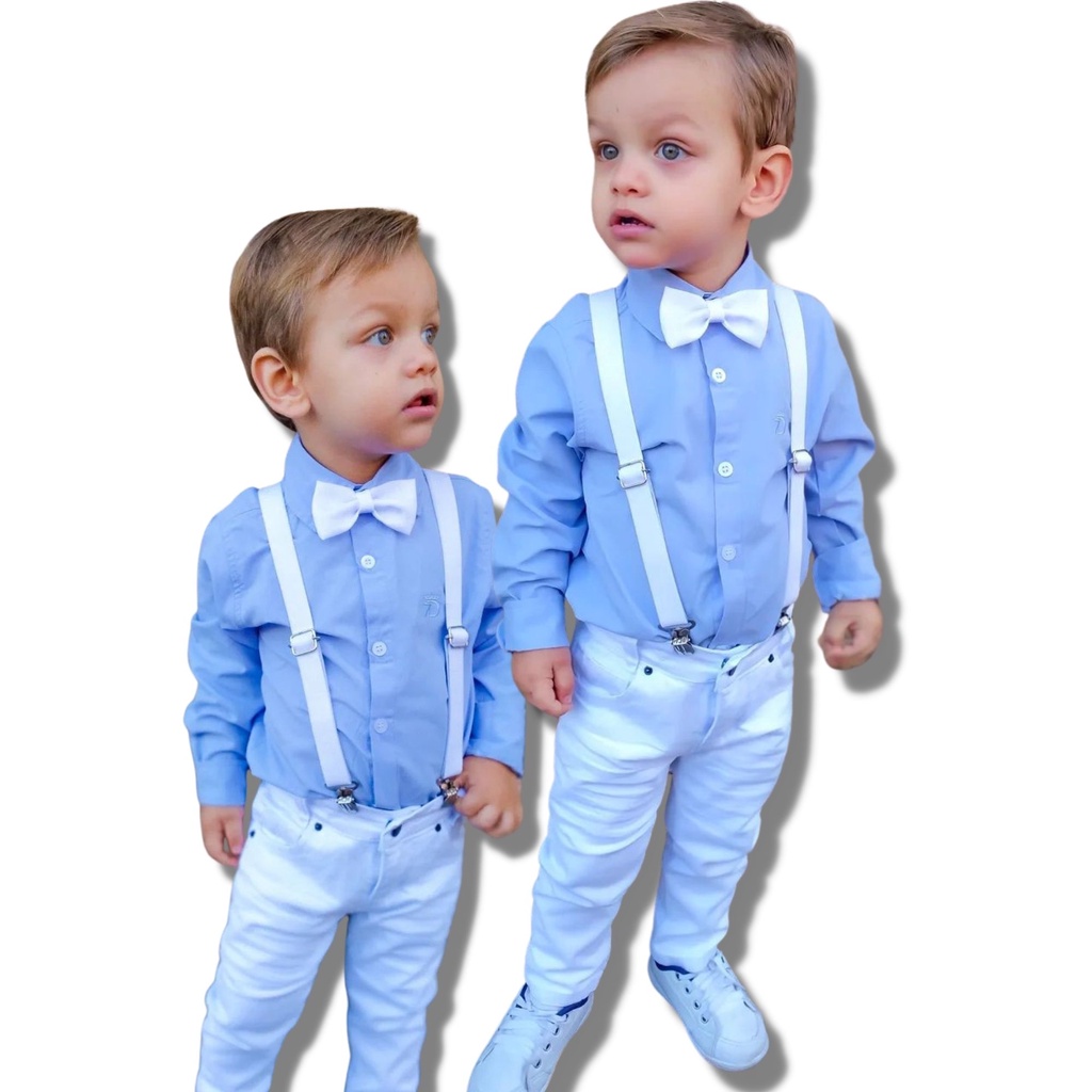 Roupa Batizado Infantil Menino Azul Bebê e Branca Apresentação Culto ...