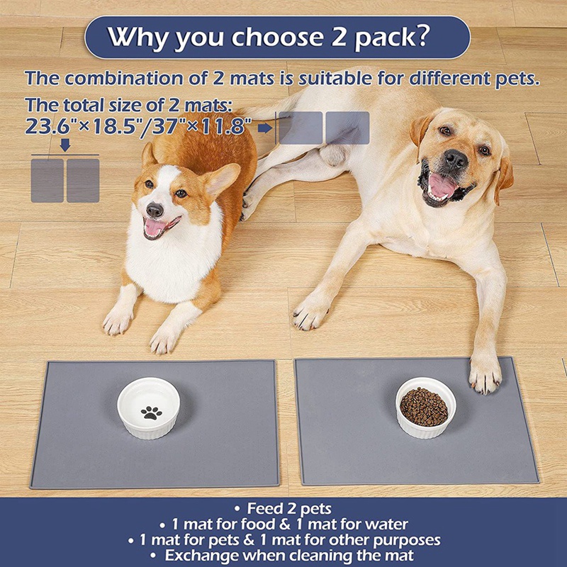 2-pack Pet Feeding Mat, Food Mat 18.5 Inchx11.8 Inch, Non Slip キャンペーンもお ...