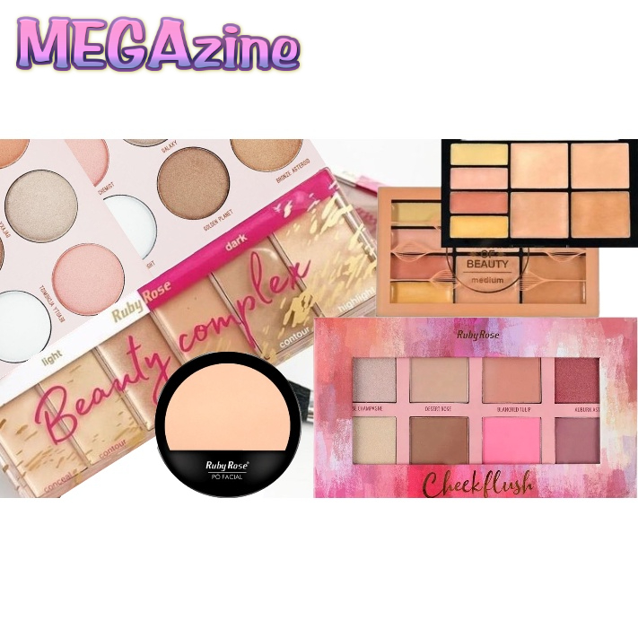 Kit Ruby Rose Iluminadores Contornos Corretivos e Po Facial Maquiagem ...