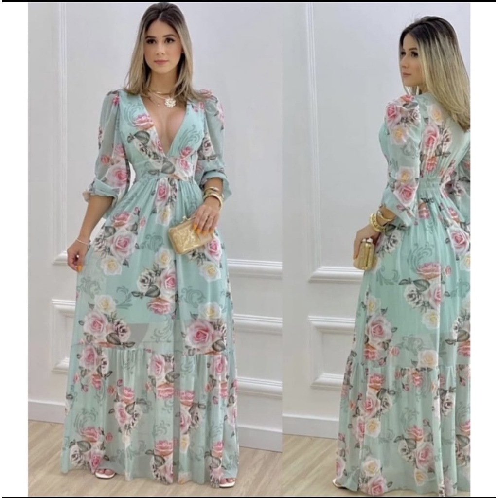 vestido longo feminino de tule festa casamento madrinha noivado primeira linha | Shopee Brasil