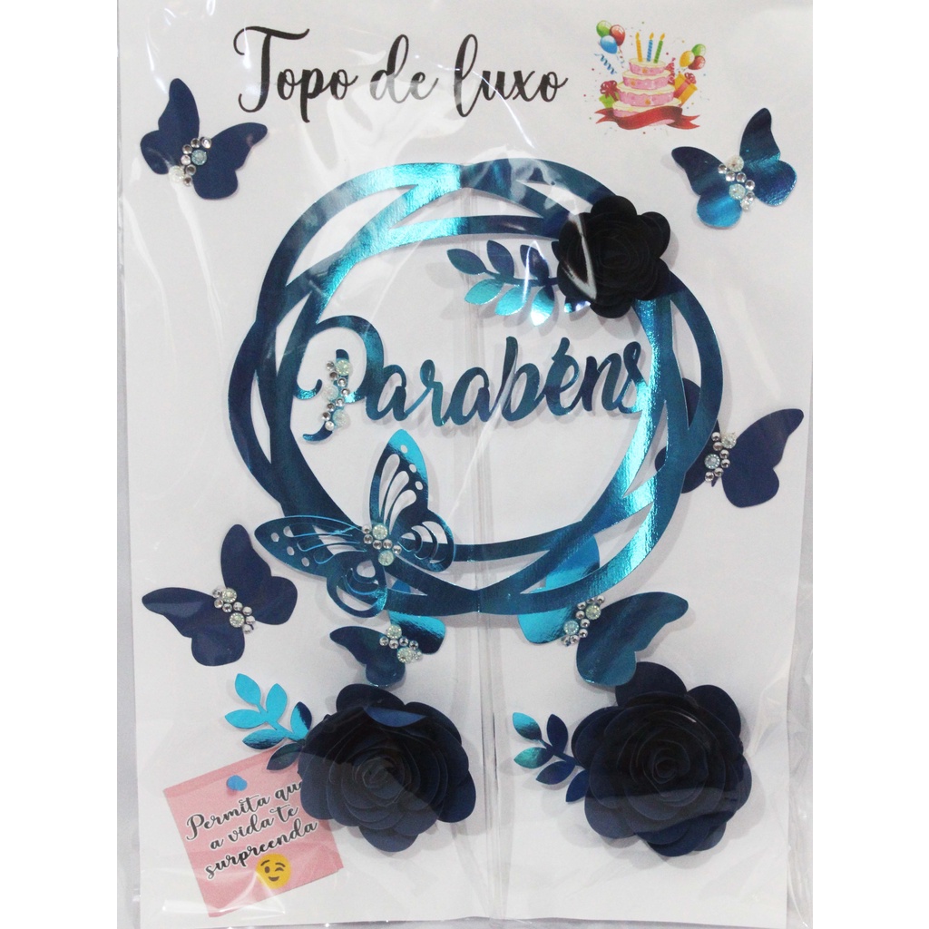 Topper de bolo - Azul + BRINDE | Shopee Brasil