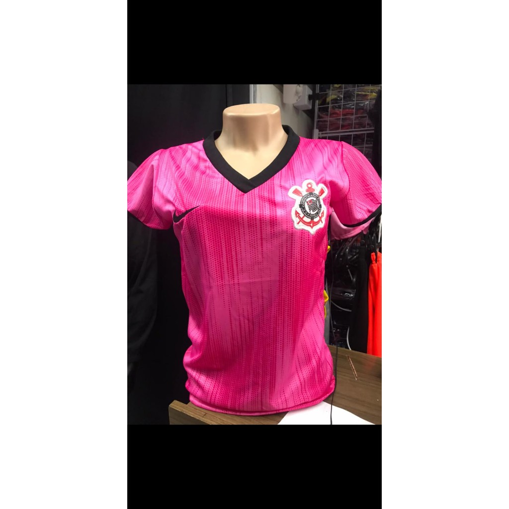 Camisa Camiseta de Time Baby Look do Corinthians Rosa Envio Imediato ...
