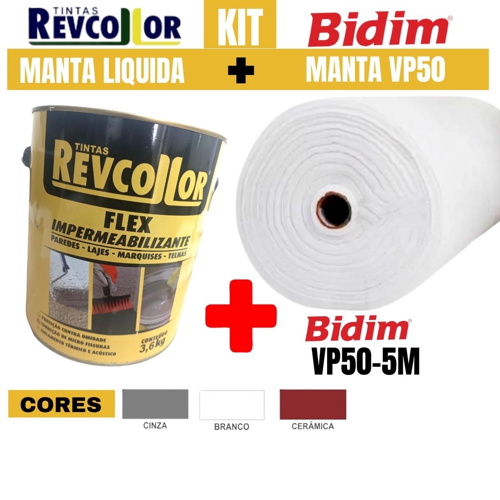 Kit 4kg Manta Liquida Emborrachada + 5m2 Tecido Bidim Vp50 - Escorrega ...