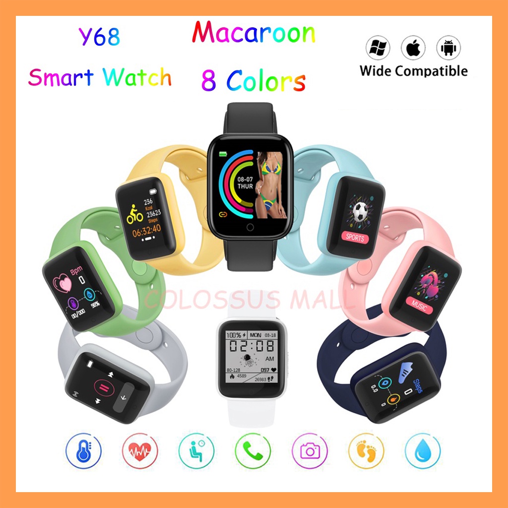 Smart watch 8 colors relógio Y68 / D20 com Monitor Cardíaco Bluetooth ...