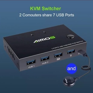 AIMOS AM-KVM 201CL 2-in-1 HDMI/USB KVM Switch Support HD 2K*4K 2 Hosts ...