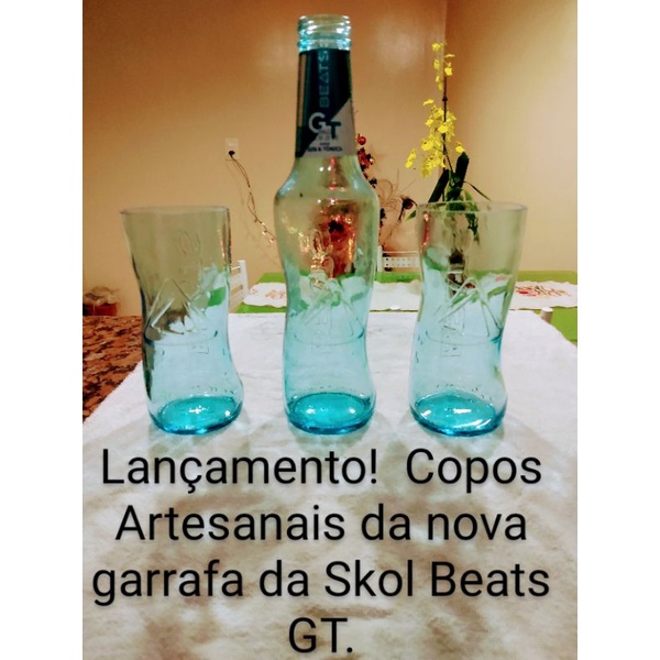 kit jogo com 12 copos artesanais feito com a nova garrafa Long Neck ...