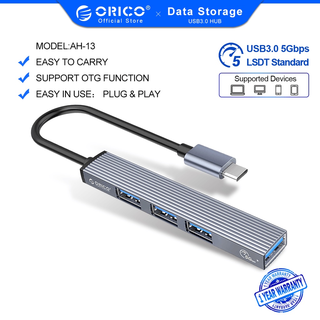 Orico Adaptador/Hub Para Leitor De Cartão Portátil Ultra Slim Tipo C 4 ...