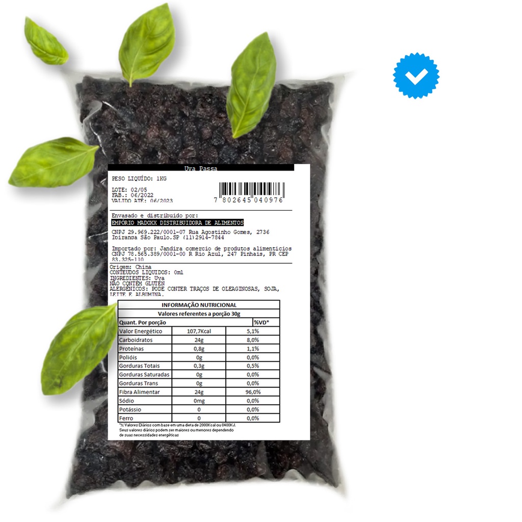 Uva Passa sem caroço 1 Kg / 500g / 250g - Escorrega o Preço